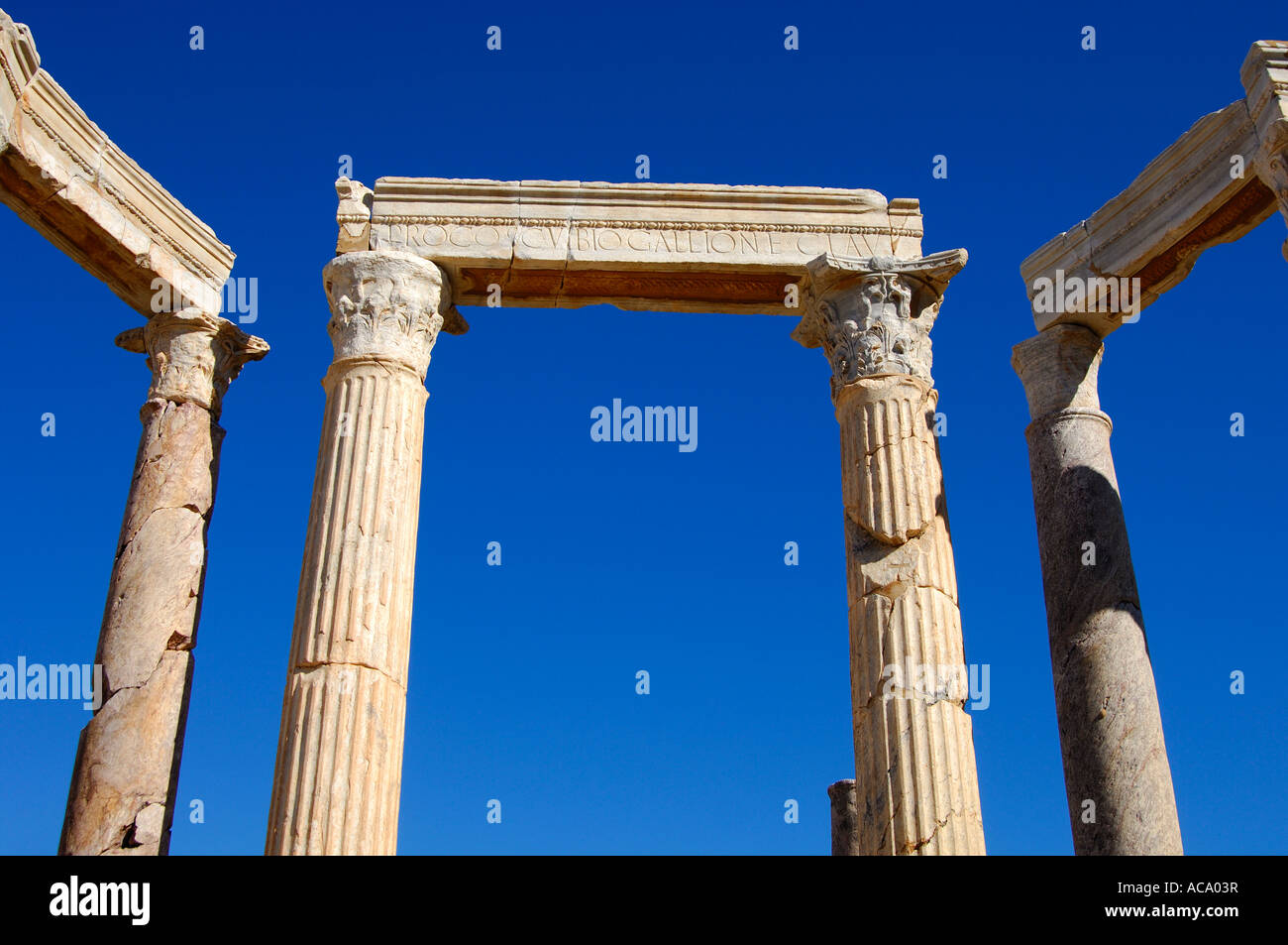 Roman ruins of Leptis Magna, Libya Stock Photo - Alamy