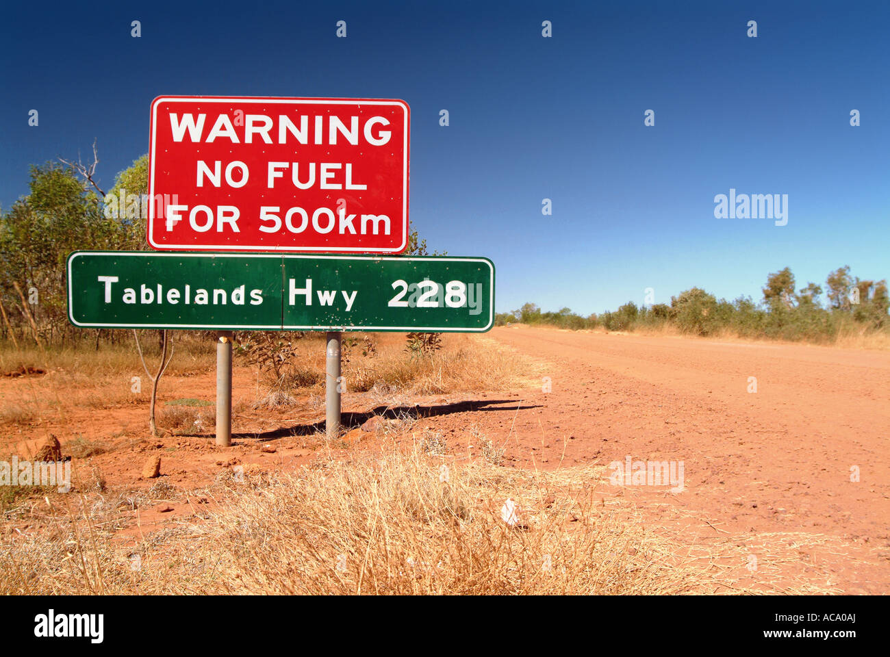 Warning sign in the outback, Tablelands Highway, Northern Territory ...