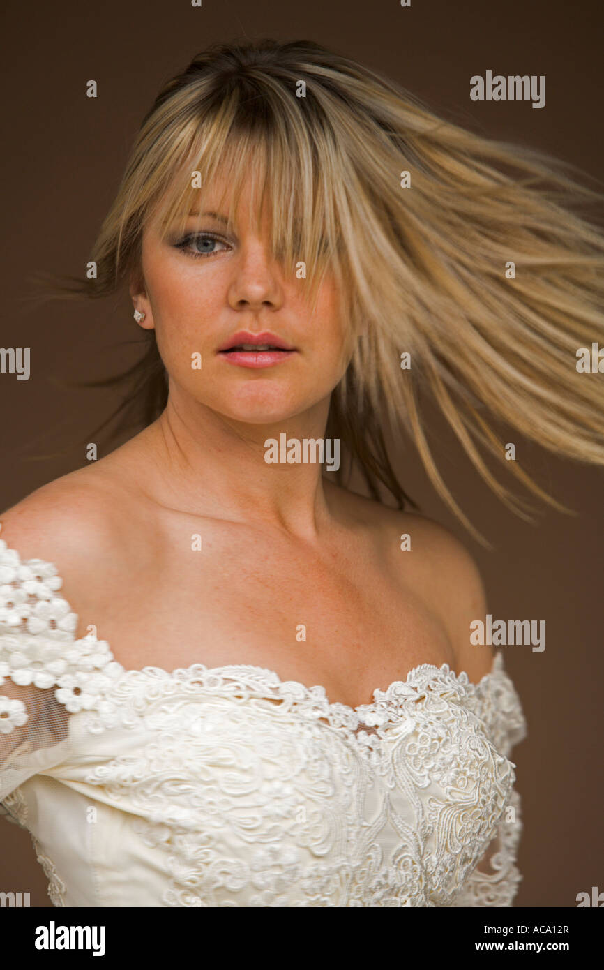 A happy bride models on her wedding day Model released MR Stock Photo ...