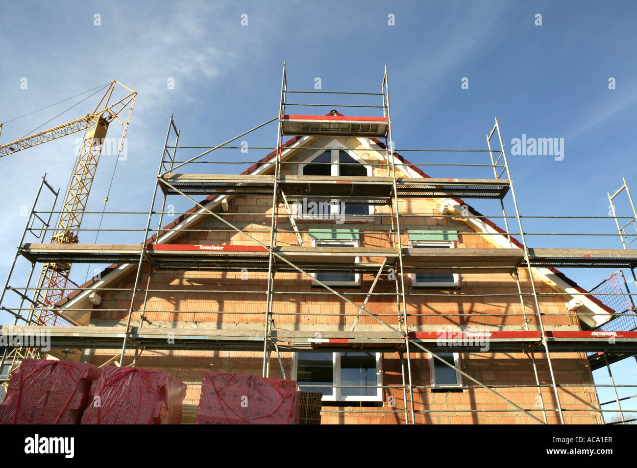 Construction site of private houses, Essen, North Rhine-Westphalia ...