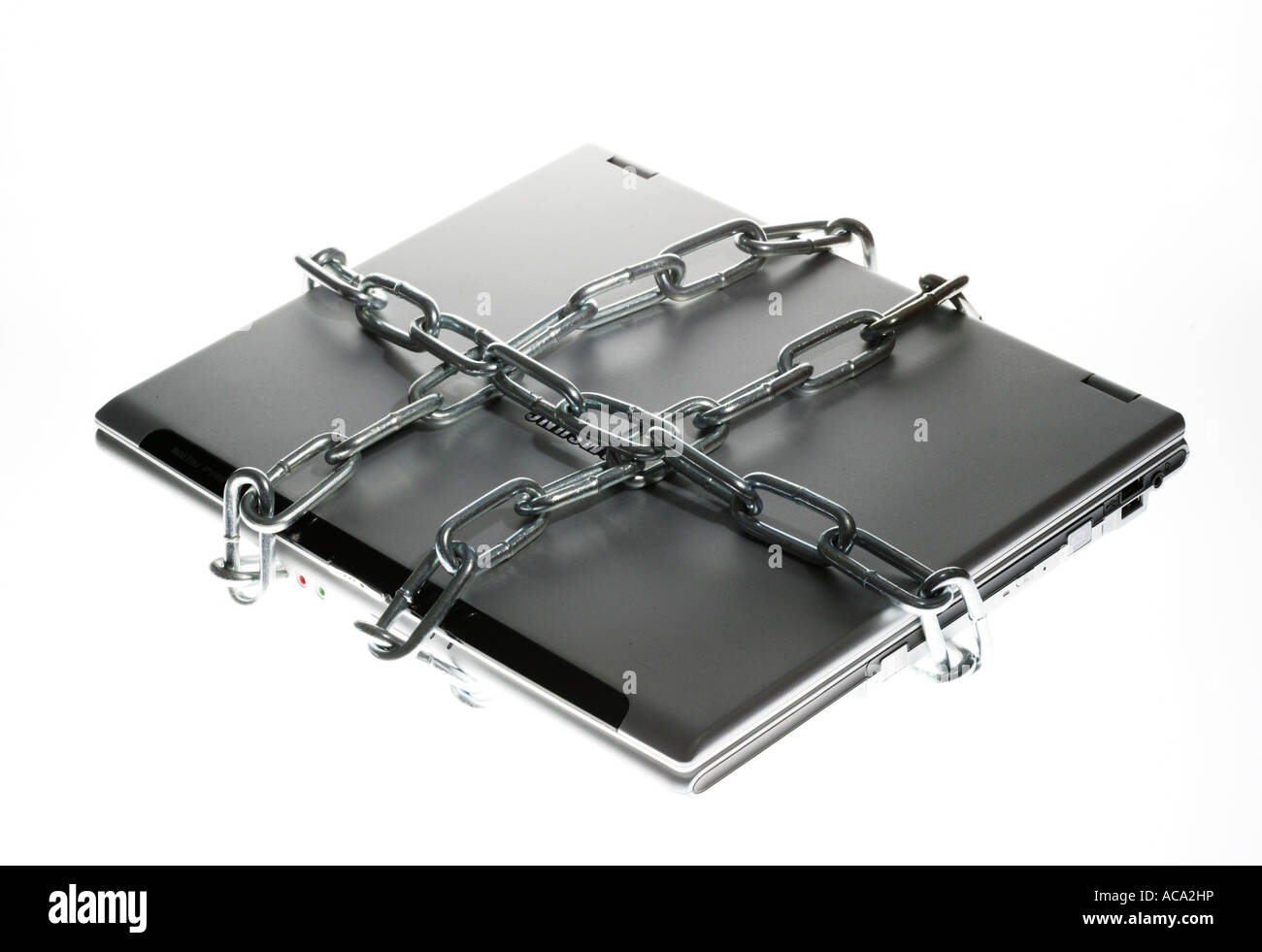 Symbolic photo, computer safety, Laptop computer in chains Stock Photo ...