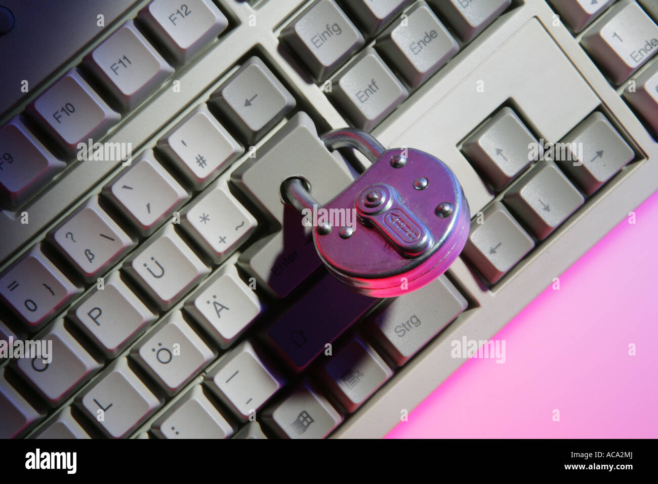 Symbolic photo, computer safety, keyboard with lock Stock Photo - Alamy