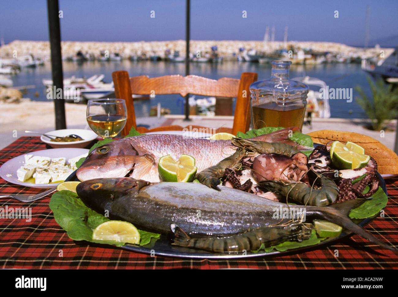 Fresh sea food on a plate, Cyprus Stock Photo - Alamy