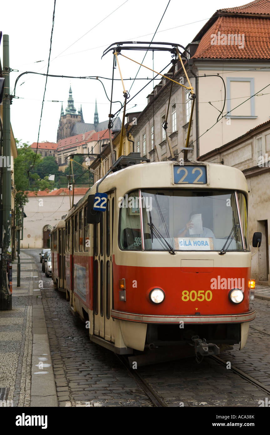 Cable car Line 22, a landmark of the city, Prague, Czech Republic Stock ...
