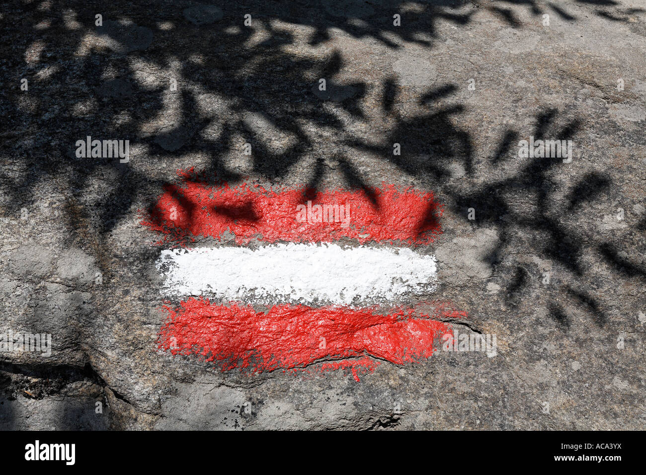 Marking of a hiking trail using Austrian national colours, Lower ...