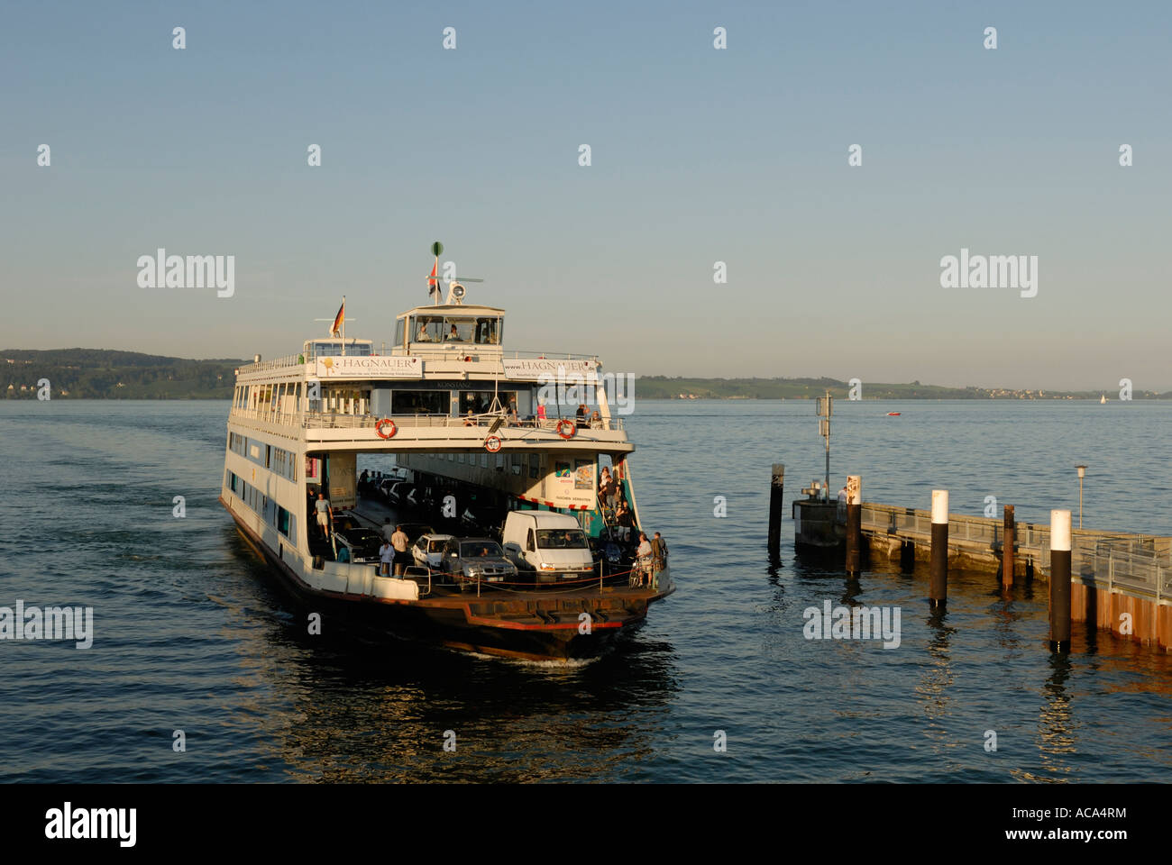A ferry-boat on lake constance, Meersburg, Baden Wuerttemberg, Germany ...