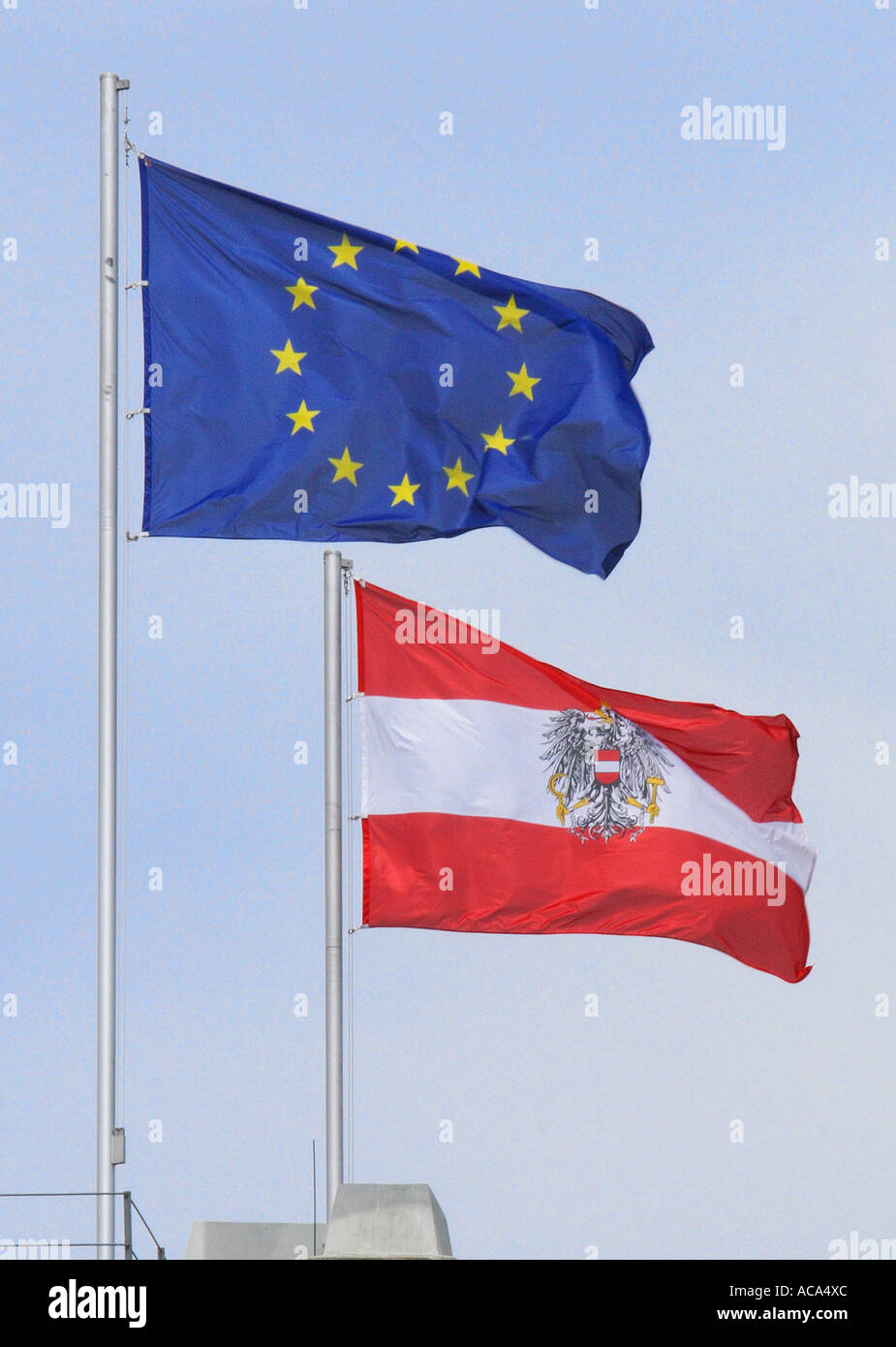Flags of Austria and the EU Stock Photo - Alamy