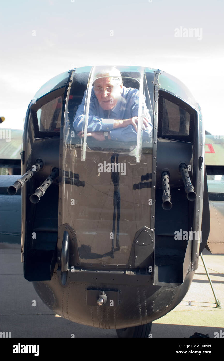 WW2 vateran sitting in rear gun position of Lancaster Bomber Stock ...