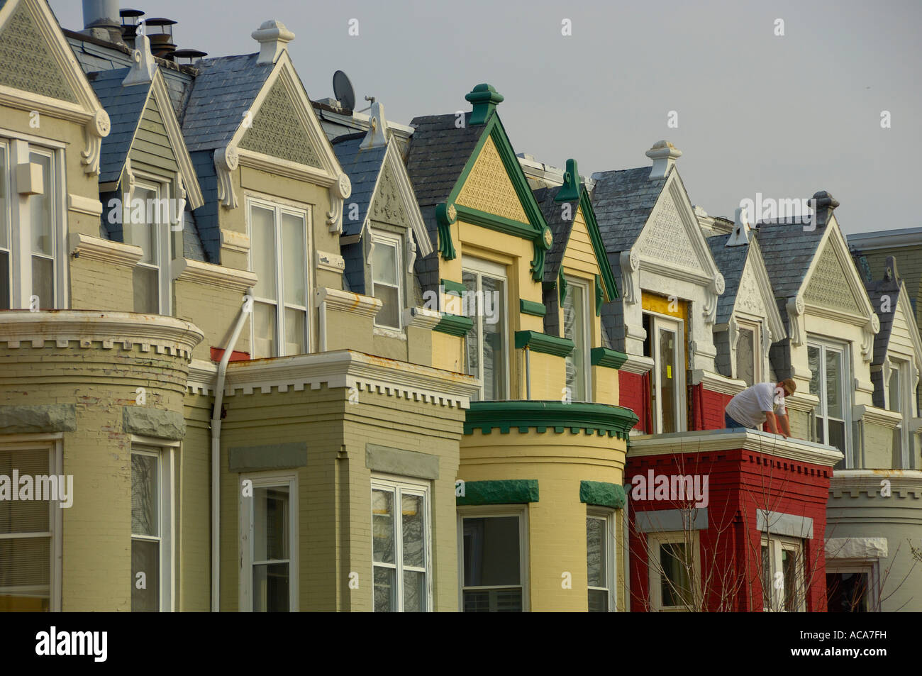 Ornate colourful row houses in New U district Washington DC USA Stock ...