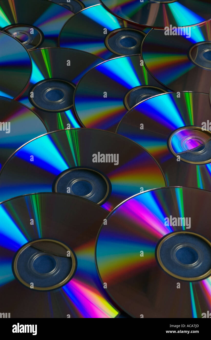 DVD discs showing rainbow effect Stock Photo - Alamy