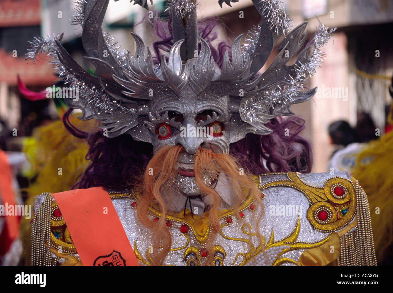 Masked reveler - Semana de Puno (Puno Week) festival, Puno, PERU Stock ...