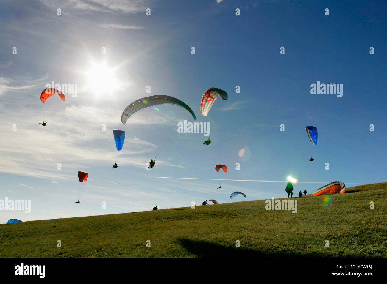 Paraglider at the Wasserkuppe, Hesse, Germany Stock Photo - Alamy