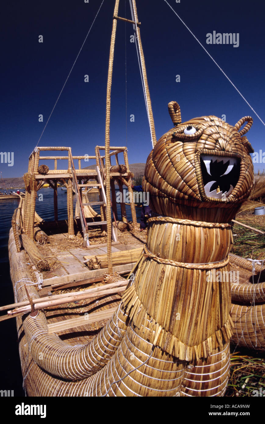 Uros boat - Floating Islands, Lake Titicaca, Puno, PERU Stock Photo - Alamy