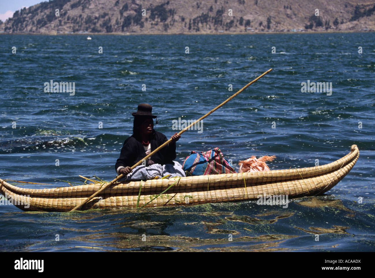 Totora boat - Puno, PERU Stock Photo - Alamy