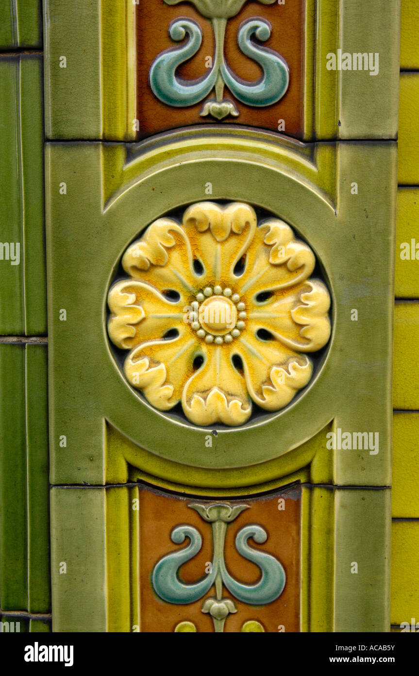 floral motif tile ceramic pev peveril of the peak public house ...