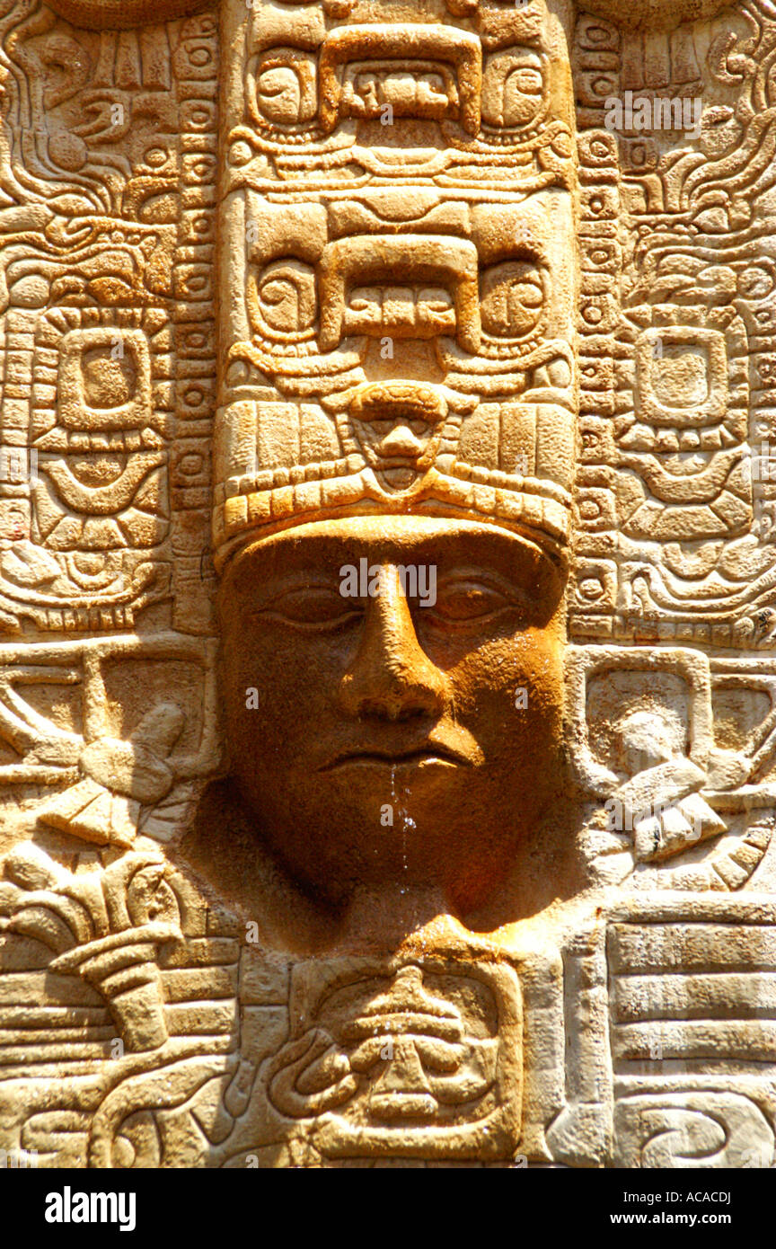 Maya relief, reproduction, Cancun Yucatan, Mexico Stock Photo - Alamy