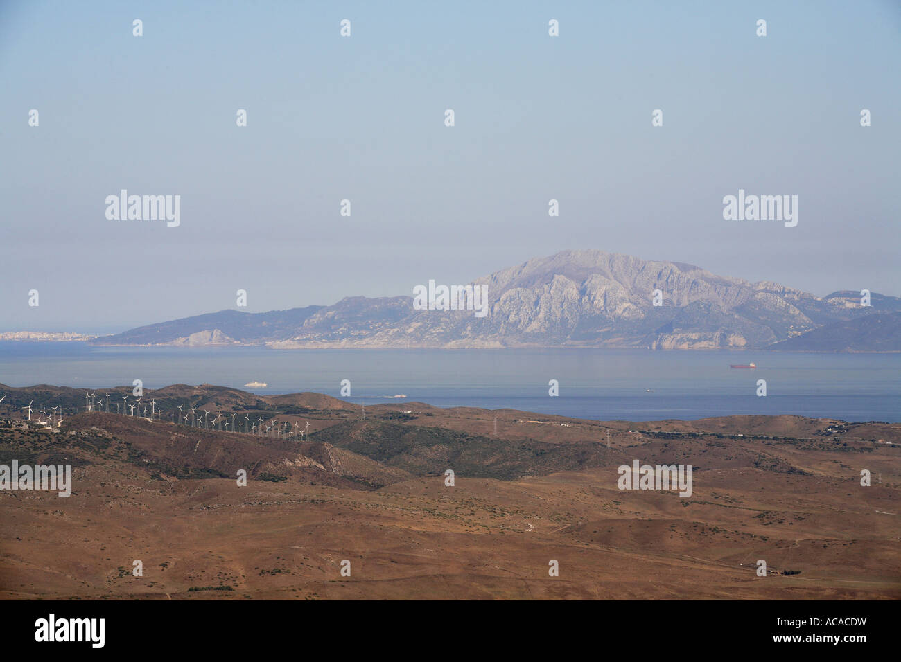 a landscape of the gibraltar straits taken from tarifa looking across ...