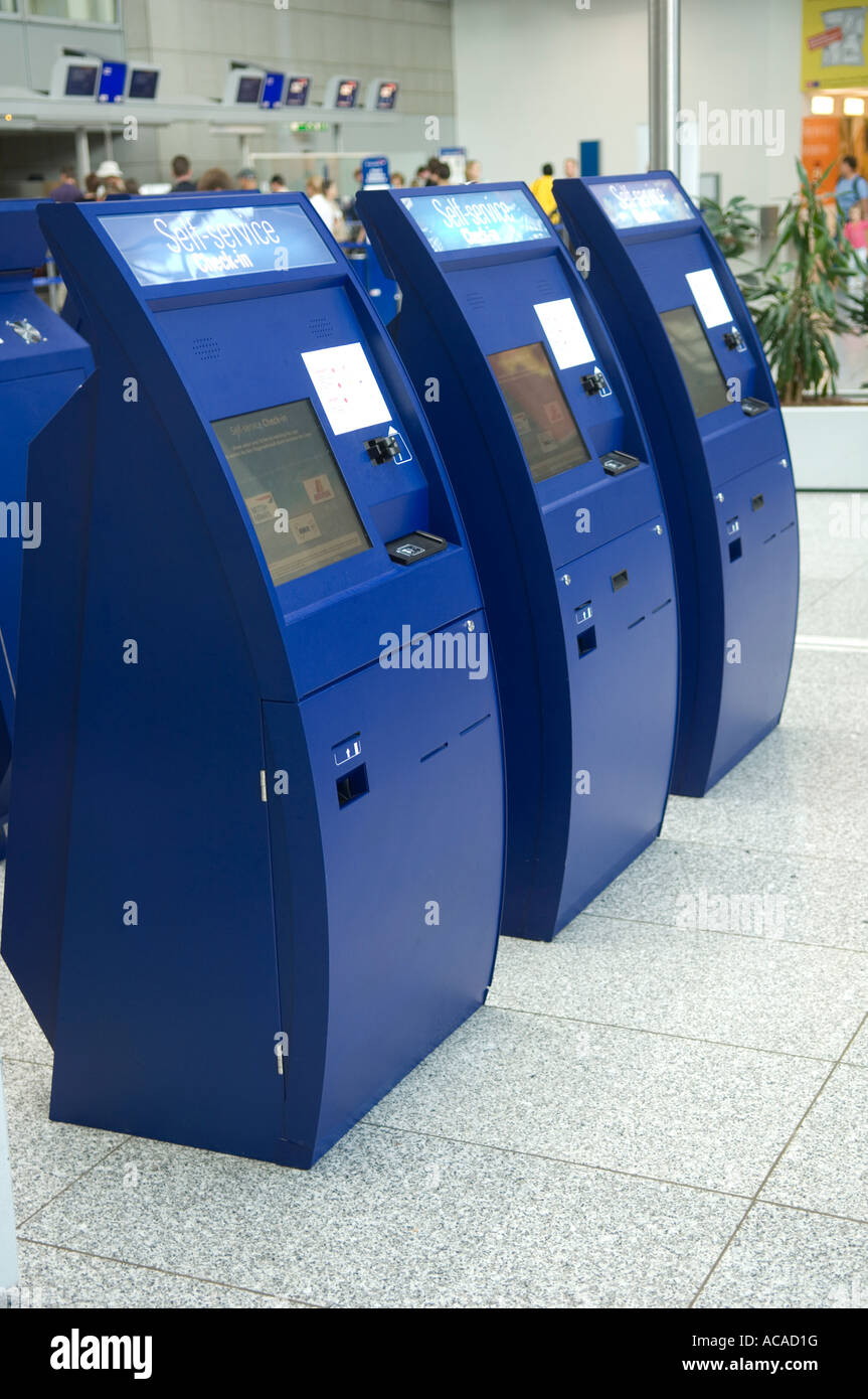Quick check-in, counter with self-service, airport, Germany Stock Photo ...