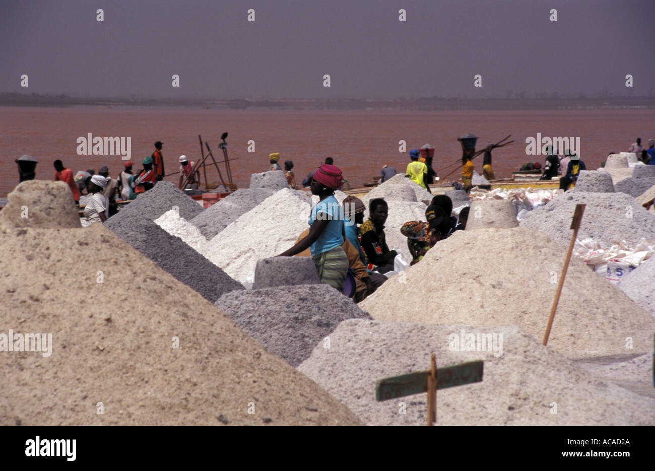 Salt piles in Lac Rose Dakar Senegal Stock Photo - Alamy