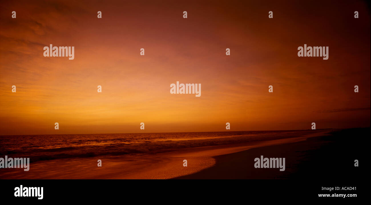 Panoramic sunset Mar Bravo Beach Salinas Ecuador Stock Photo - Alamy