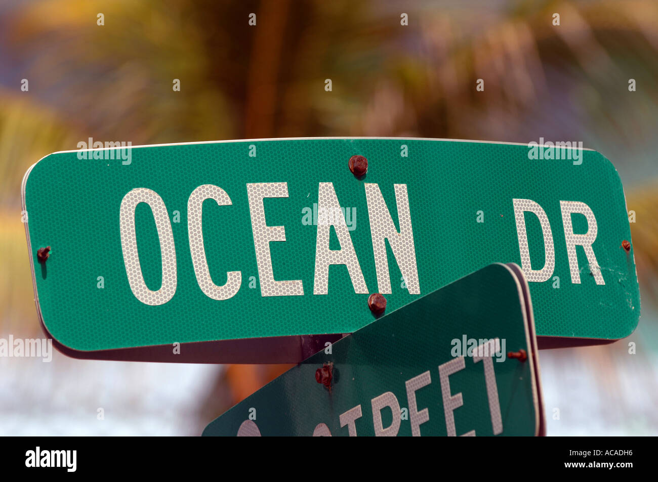 Ocean Drive sign Miami Florida USA Art Deco area Stock Photo - Alamy