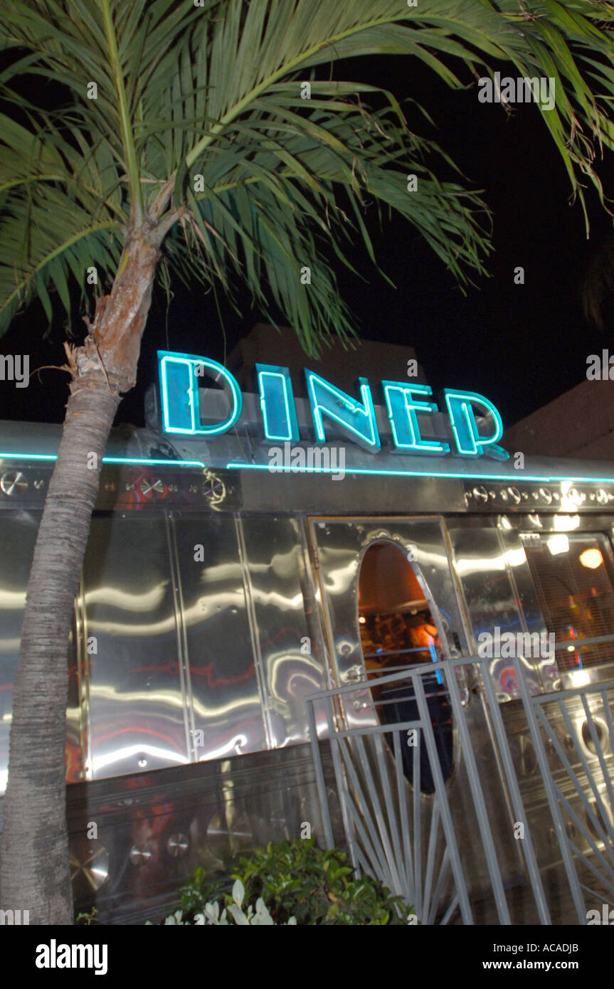11th Street diner at night built in 1948 in Philidelphia Art Deco area ...