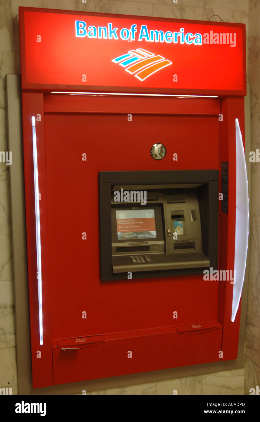 Bank of america atm automated teller machine with logo hi-res stock ...