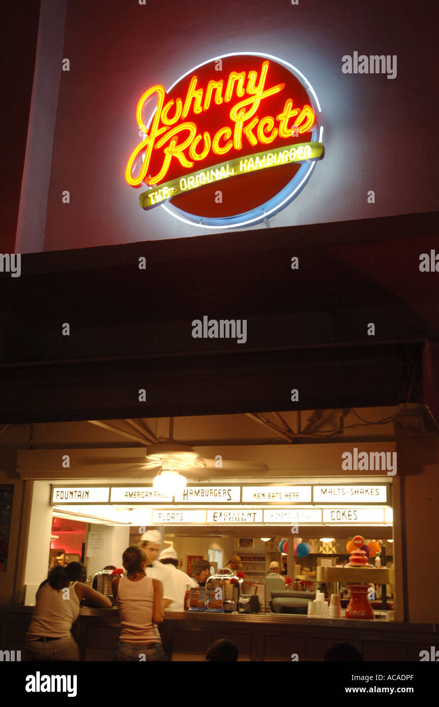Johnny Rockets burger diner Ocean Drive Art Deco area South Beach Miami ...