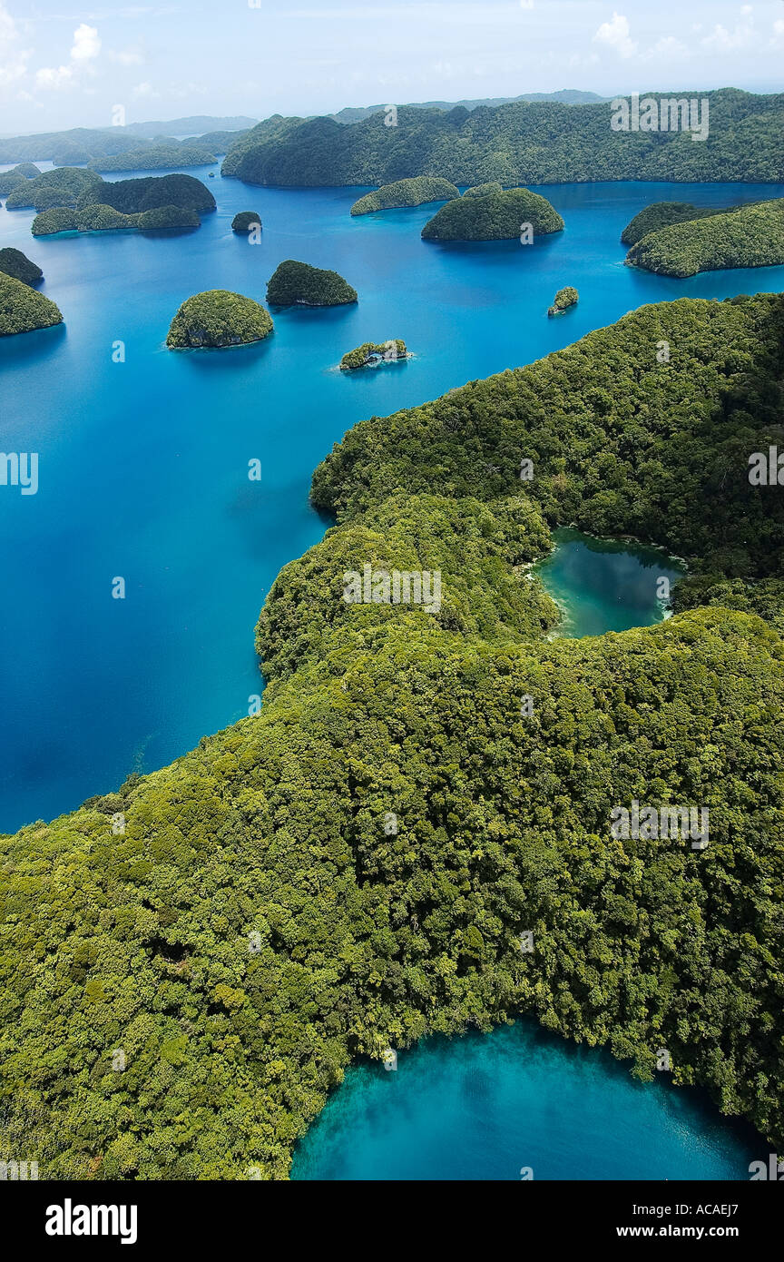 Aerial view of the Rock Islands of Palau Micronesia Pacific Ocean Stock ...