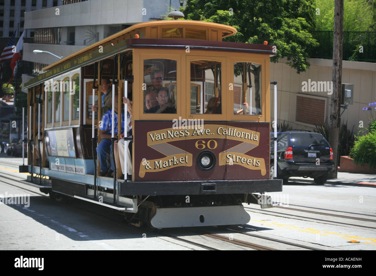 Cable Car on the streets of San Francisco, California, USA Stock Photo ...