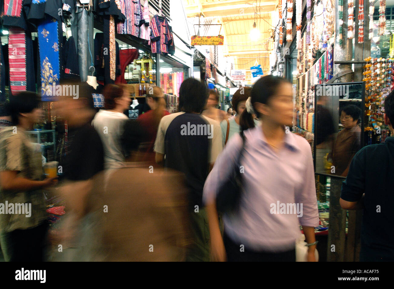 Busy alleyway between shops in Chatuchak Market in Bangkok Thailand ...