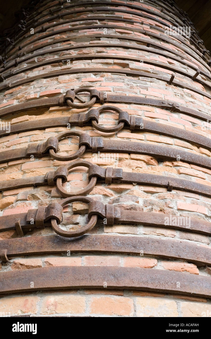 Rusty iron bands supporting ironworks furnace Stock Photo - Alamy