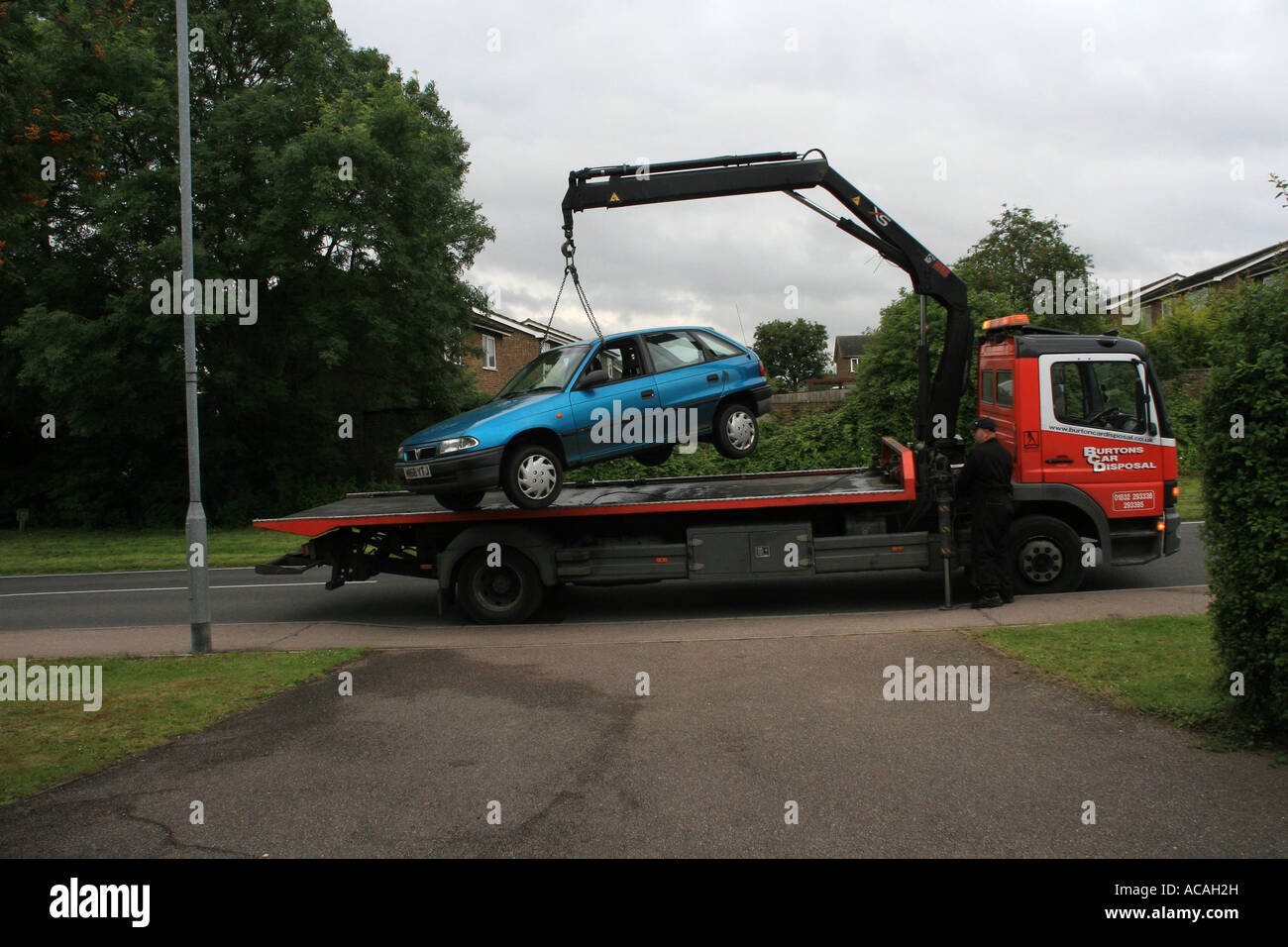 Car on Back Scrap Dealers Lorry Stock Photo - Alamy