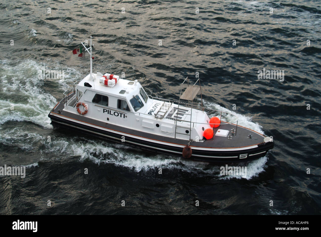Naples port pilots launch about to collect pilot from ship Stock Photo ...
