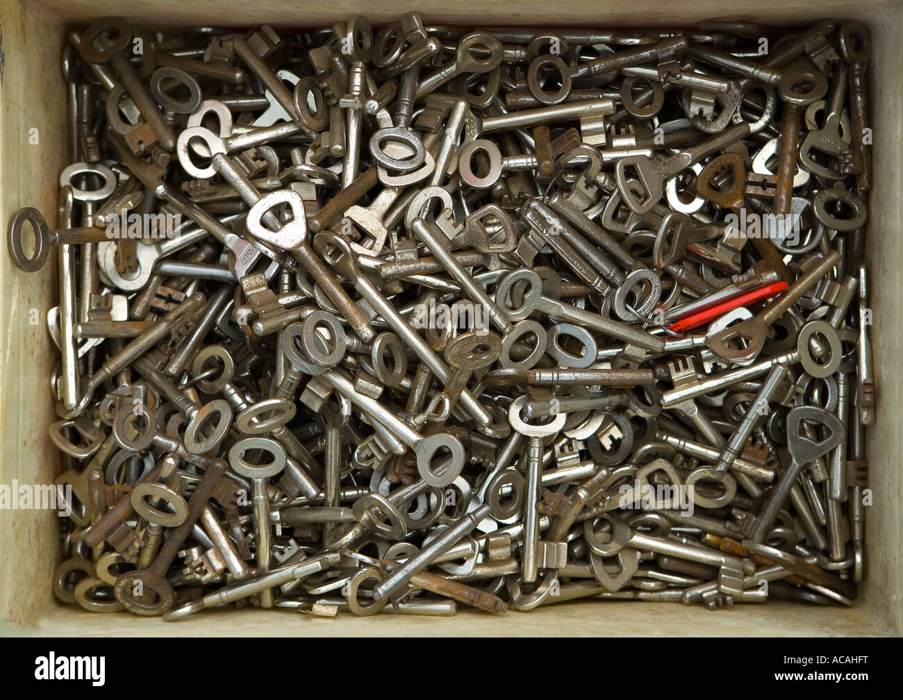 Box with old keys Stock Photo - Alamy