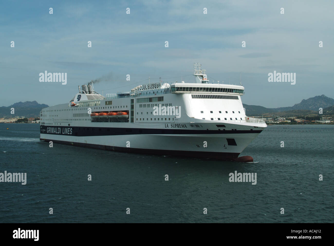 Olbia Sardinia port Grimaldi Lines La Suprema ferry departing Stock ...