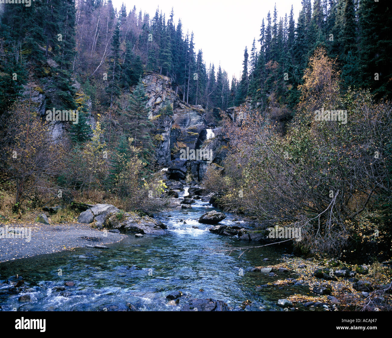 A view of the waterfall at liberty falls state recreation camp site and ...