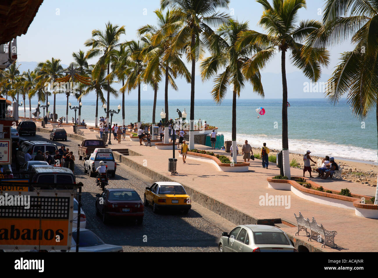 The Malecon Boardwalk El Centro Puerto Vallarta Jalisco Mexico Stock ...