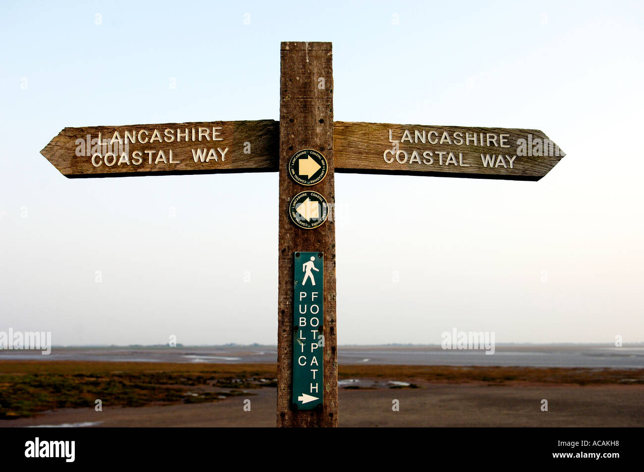 Lancashire Coastal way sign Stock Photo - Alamy