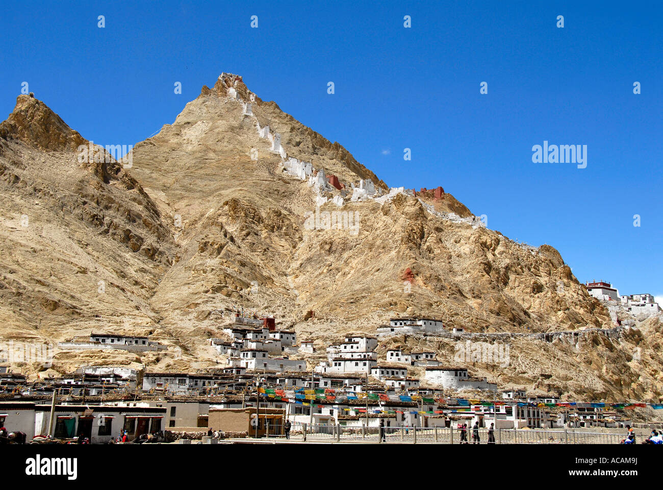 Old fortress dzong on the mountain and monastery with traditional ...