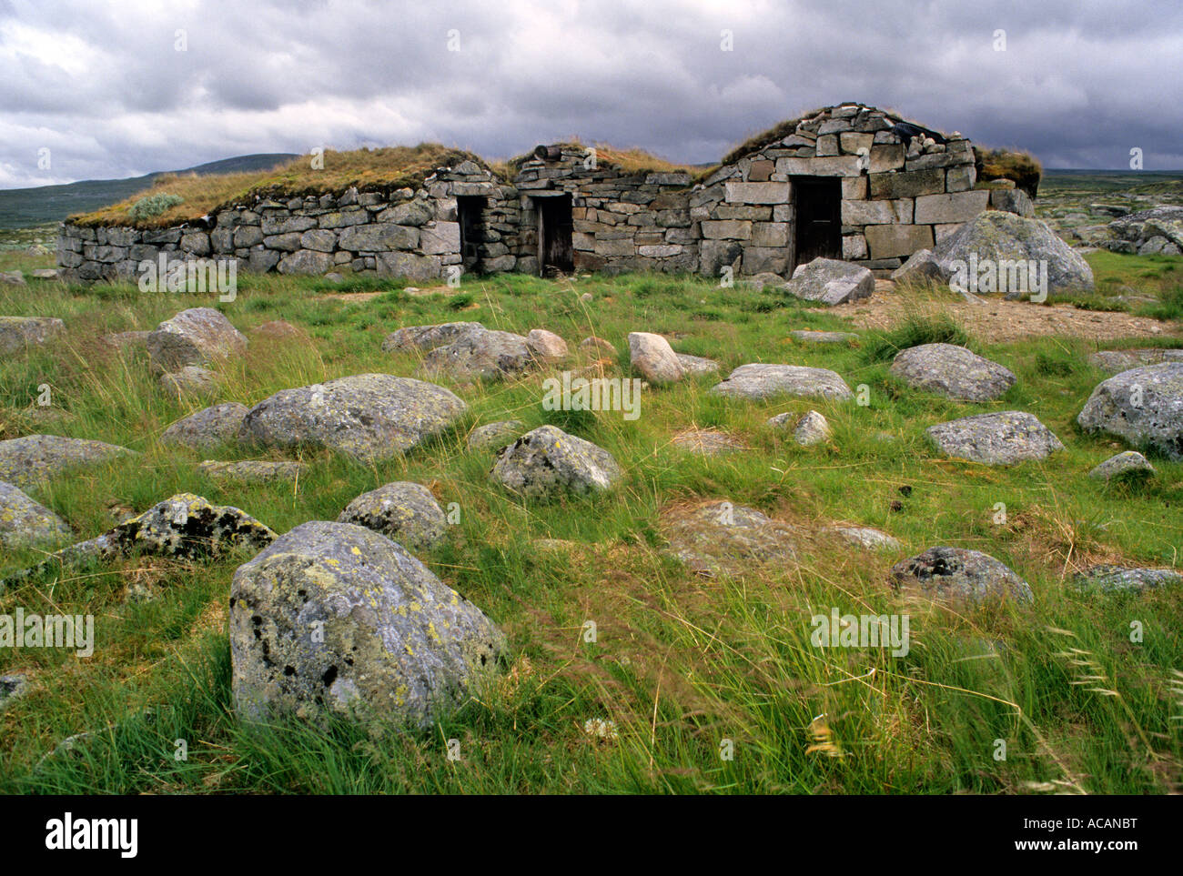 Stone houses, national park Hardangervidda, Norway Stock Photo - Alamy
