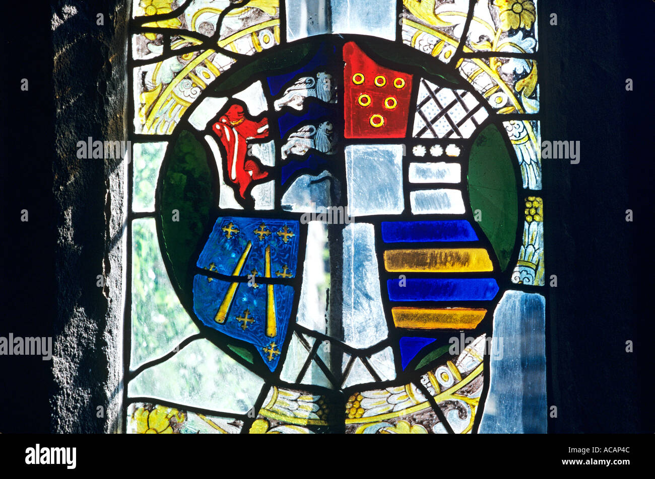 Section of stained glass window in Welsh castle Stock Photo - Alamy