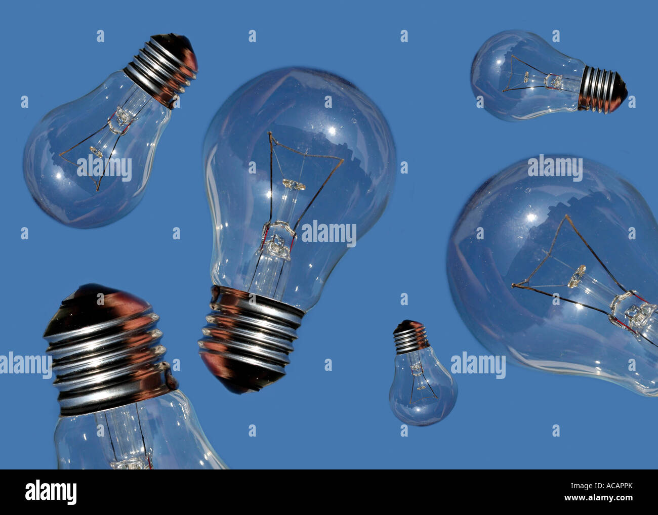 Flying electric bulbs Stock Photo - Alamy
