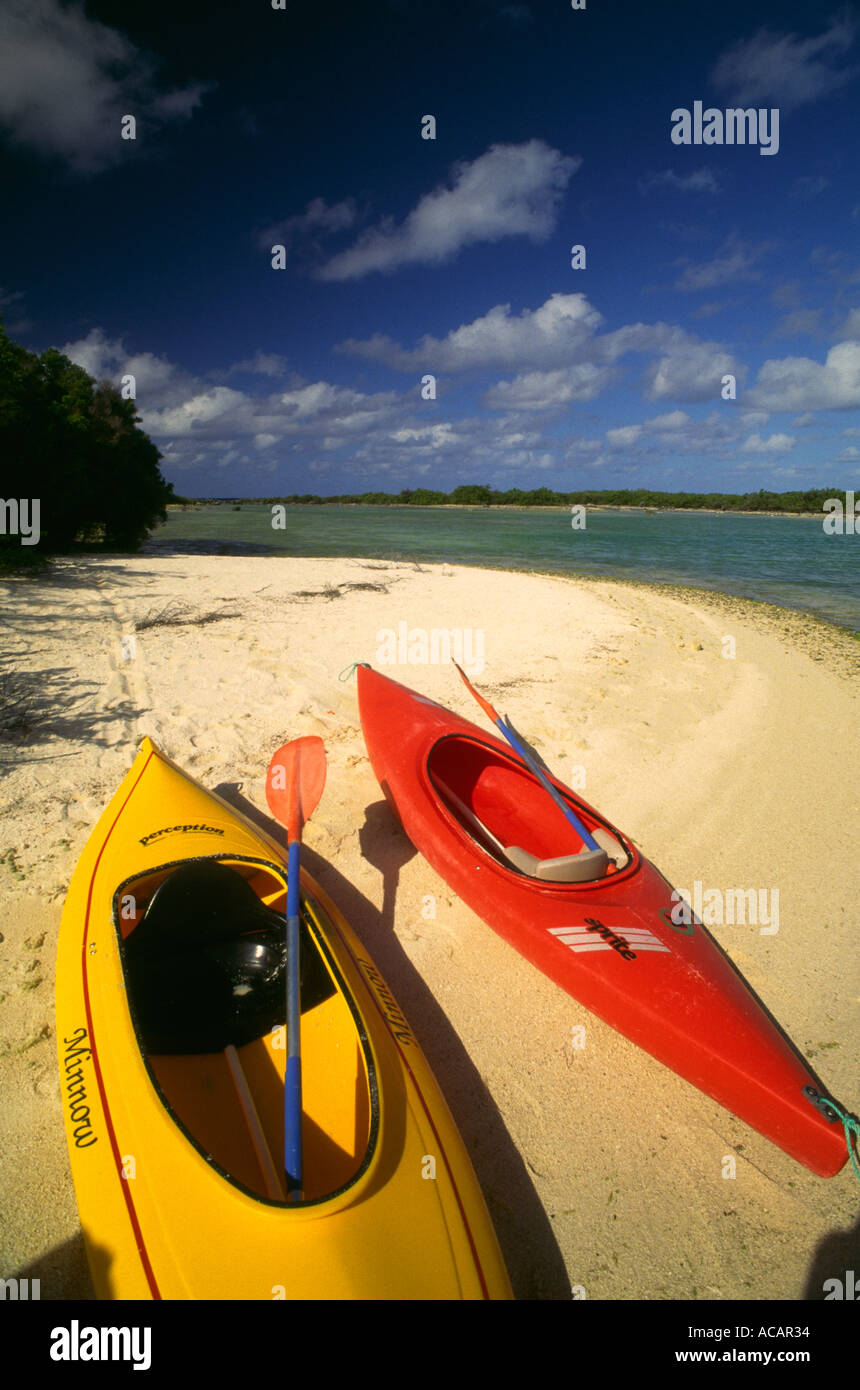 Kayaks on tropical beach Aitutaki Cook Islands Stock Photo - Alamy