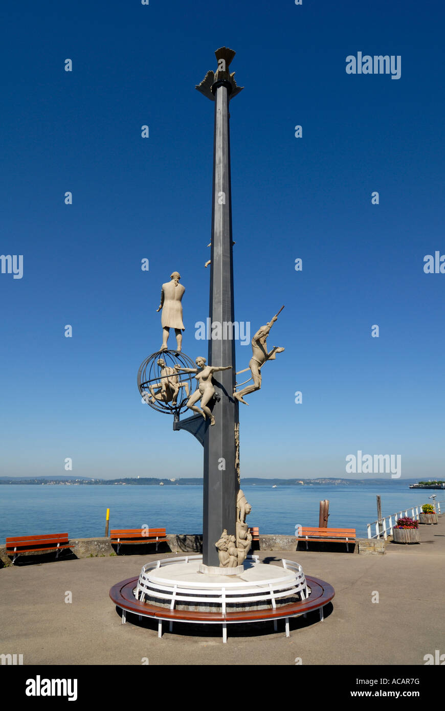 Sculpture "Magische Saeule" from the sculptor peter lenk, Meersburg ...