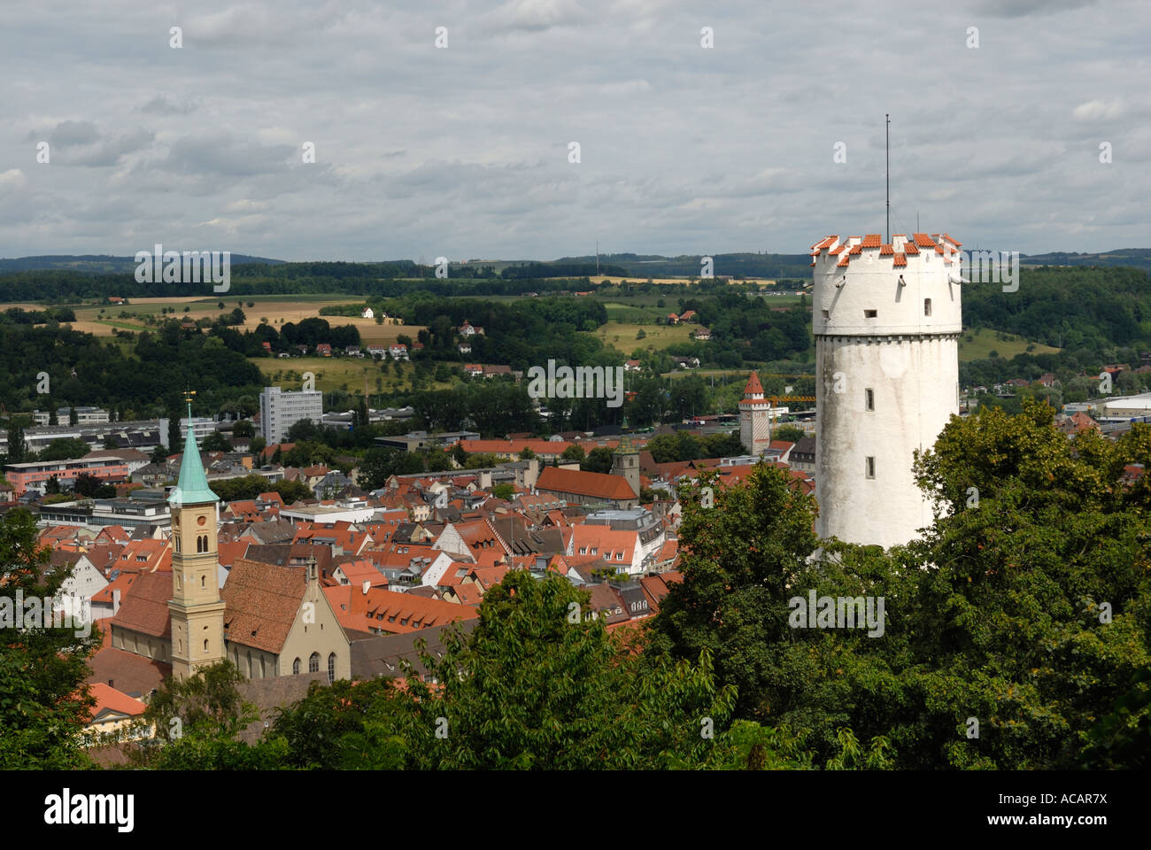 Old part of town and the tower "Mehlsack", Ravensburg, Baden ...