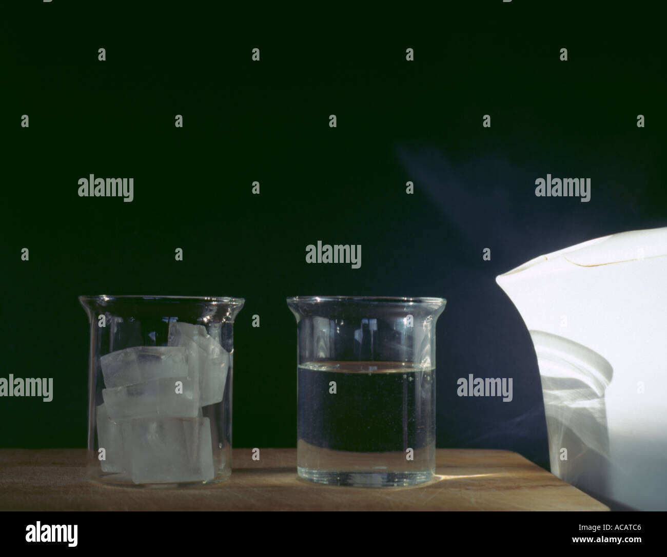 The three states of water; ice, water and steam Stock Photo - Alamy