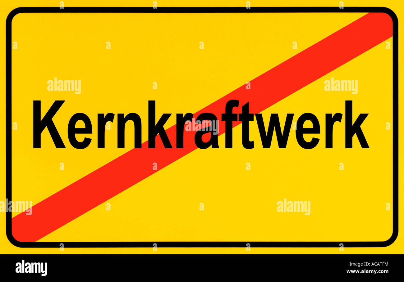 German city limits sign symbolising end of nuclear power plant Stock ...