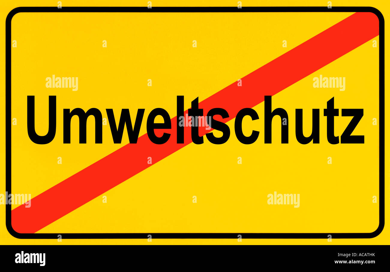 German city limits sign symbolising end of environmental protection ...