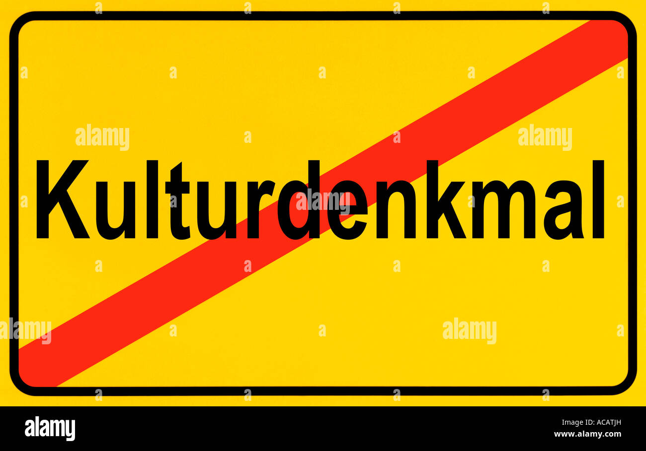 German city limits sign symbolising end of a cultural monument Stock ...